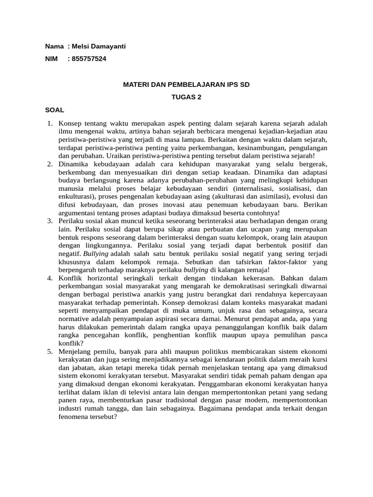 Tugas 2 Materi Dan Pembelajaran Ips SD | PDF