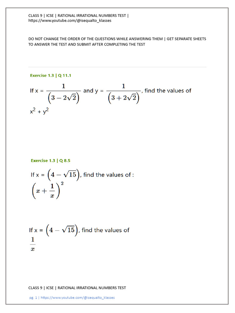 Class 9 Maths Test 08 May 2024 | PDF