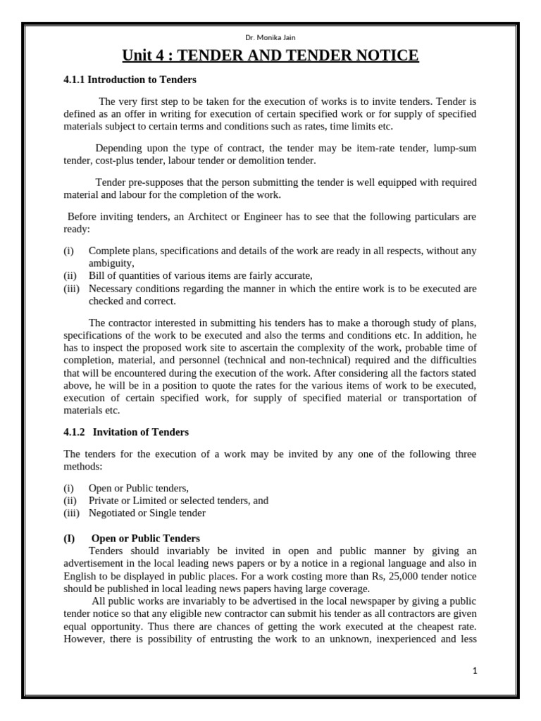 Tender and Tender Notice | PDF | Specification (Technical Standard) | Money