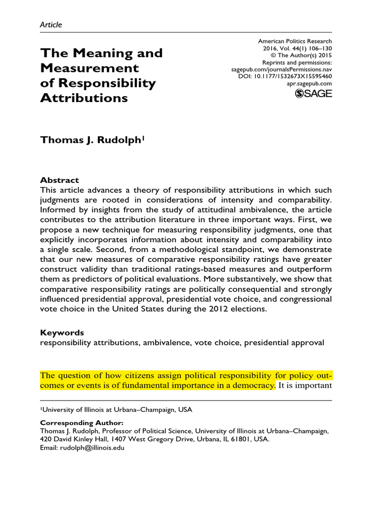 9 The Meaning and Measurement of Responsibility Attributions | PDF ...