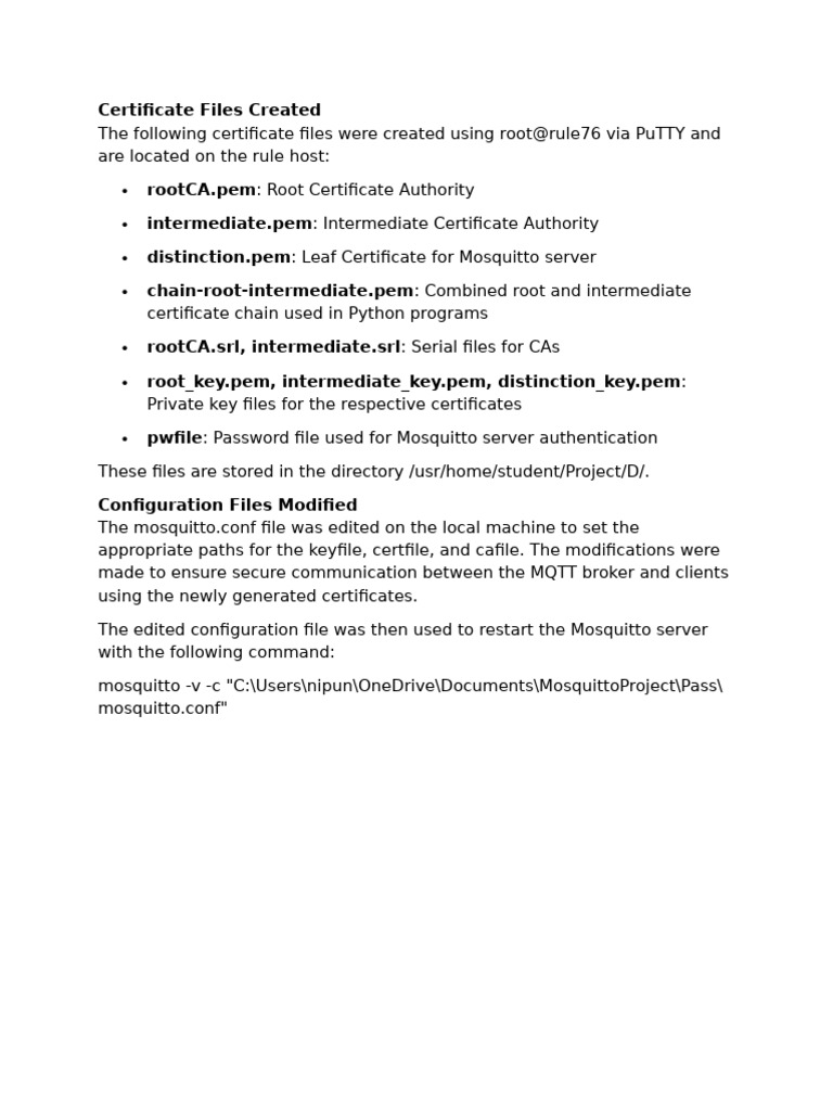 Summary of Certificate Files and Configuration Changes | PDF