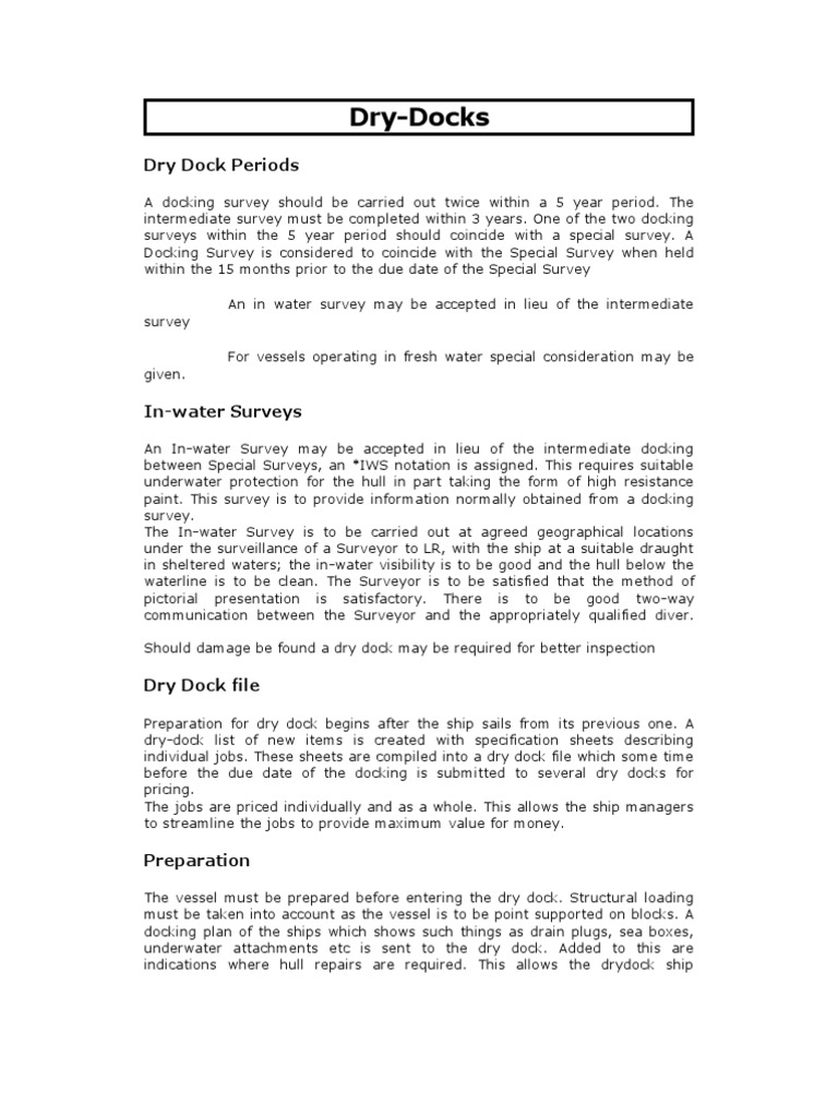 SURVEY Dry Docking | PDF | Ships | Water Transport