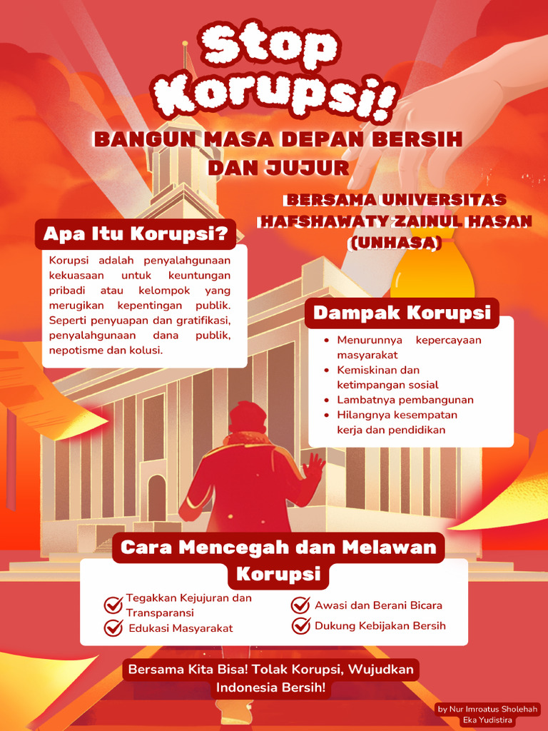 Merah Dan Oranye Ilustrasi Poster Stop Korupsi A4 Dokumen | PDF