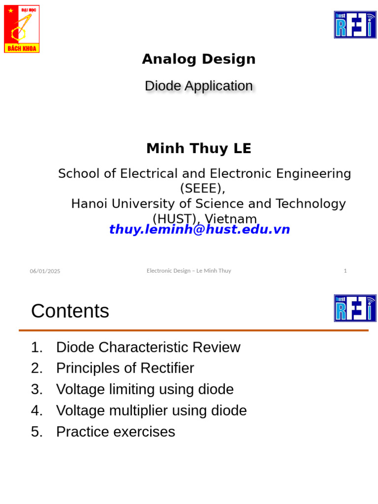 Diode Applications in Electronic Design | PDF | Rectifier | Diode