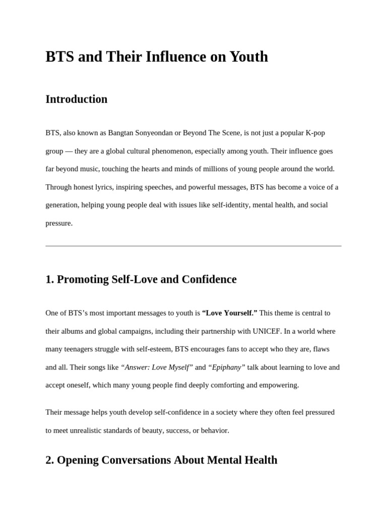 BTS: A Positive Influence on Youth | PDF | Psychology | Behavioural ...