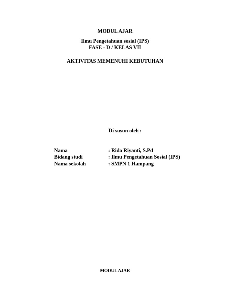 Modul Ajar Rida Riyanti Ips | PDF