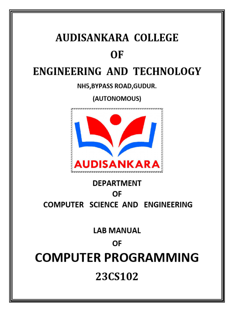 R23 CP Lab Manual | PDF | Function (Mathematics) | Pointer (Computer ...