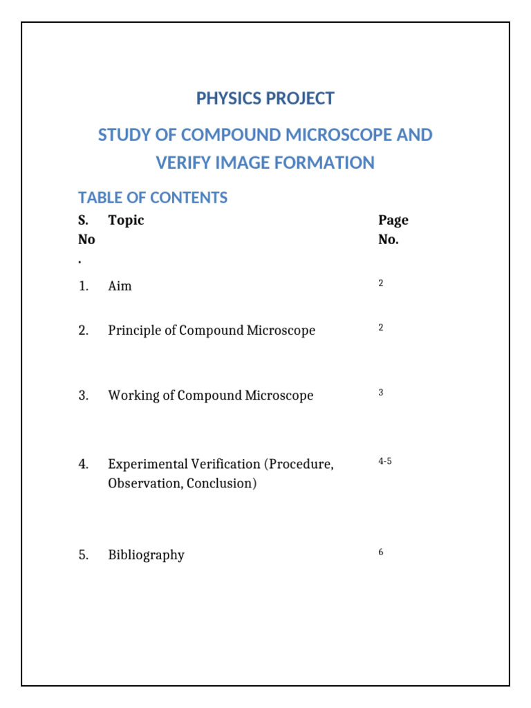 Physics Project Compound Microscope | PDF | Lenses | Electromagnetic ...