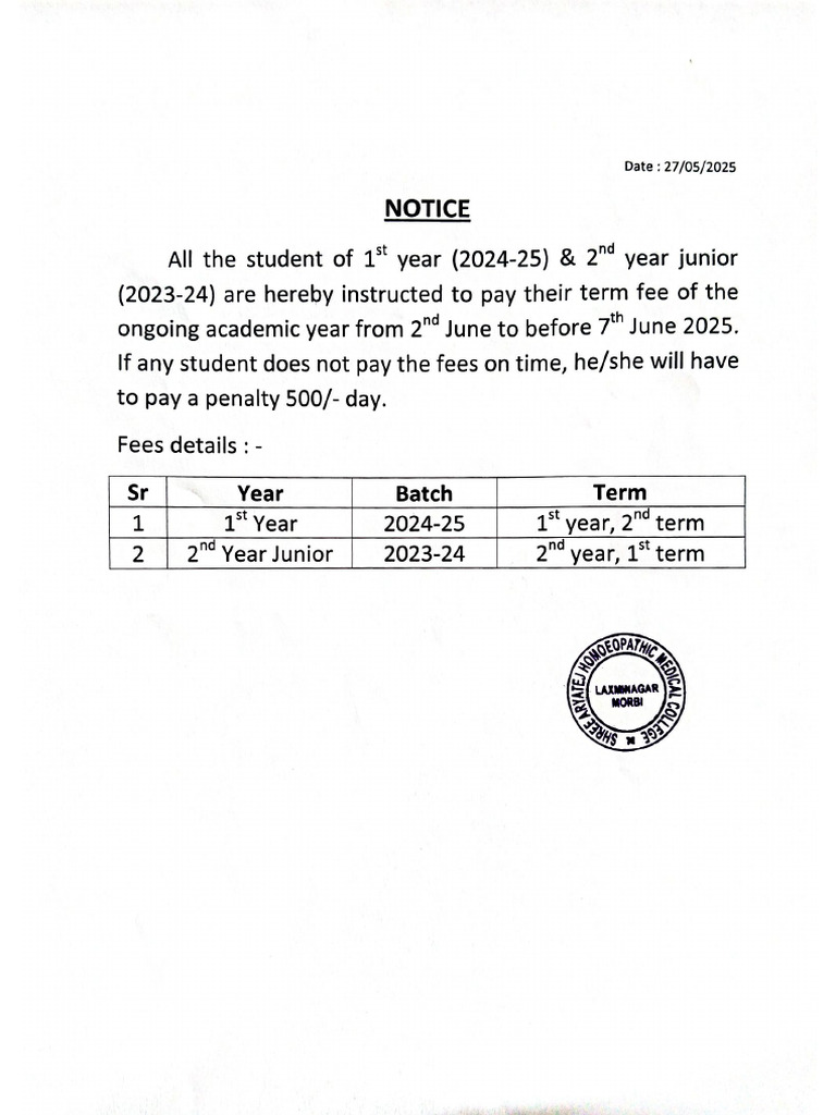 Fee Notice | PDF