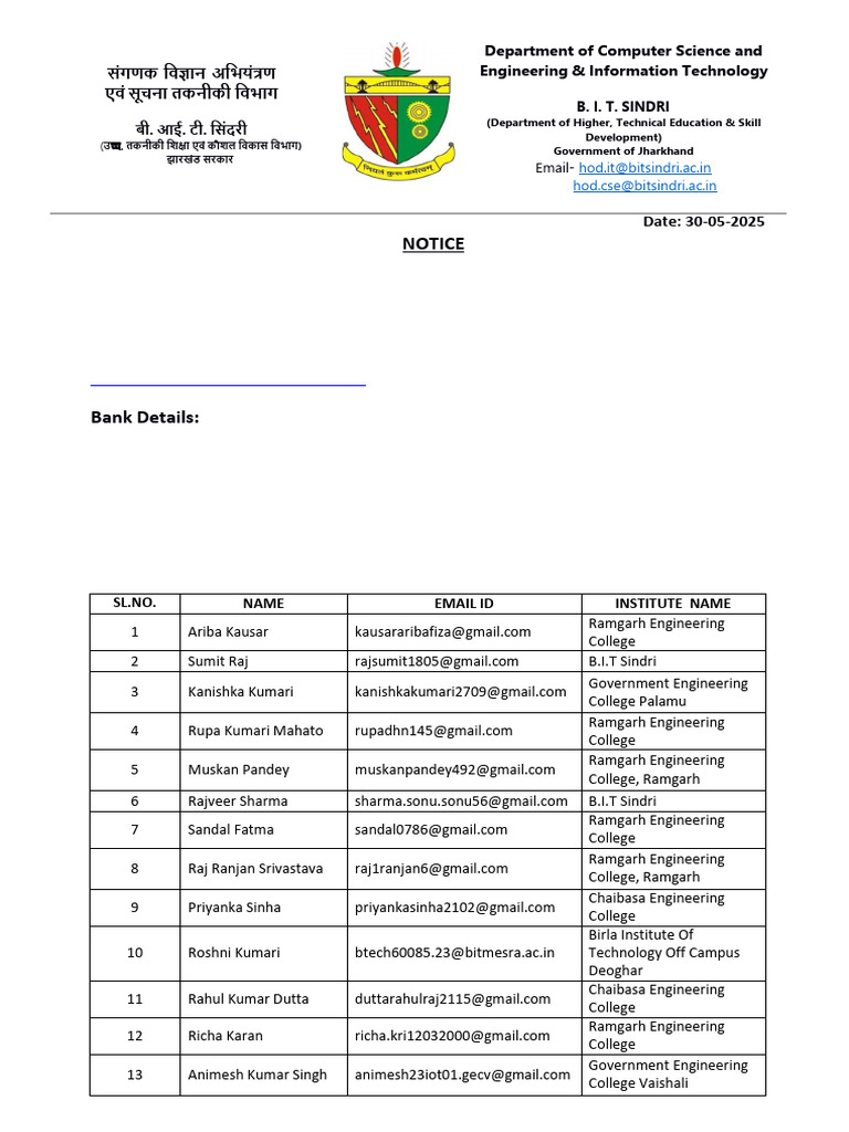 Shortlisted Candidate Internship | PDF
