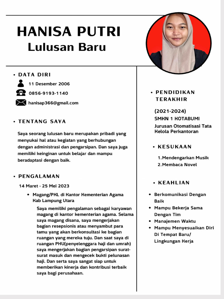 Cv baru hanisa | PDF