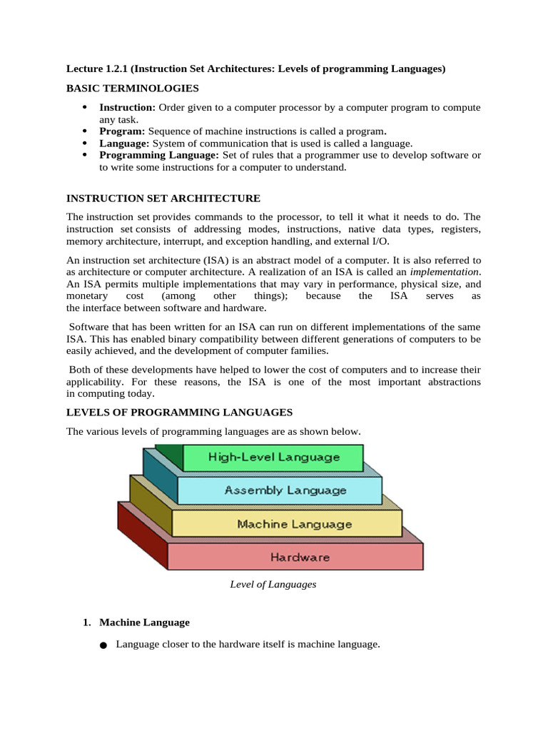 Overview of Programming Language Levels | PDF | Assembly Language ...