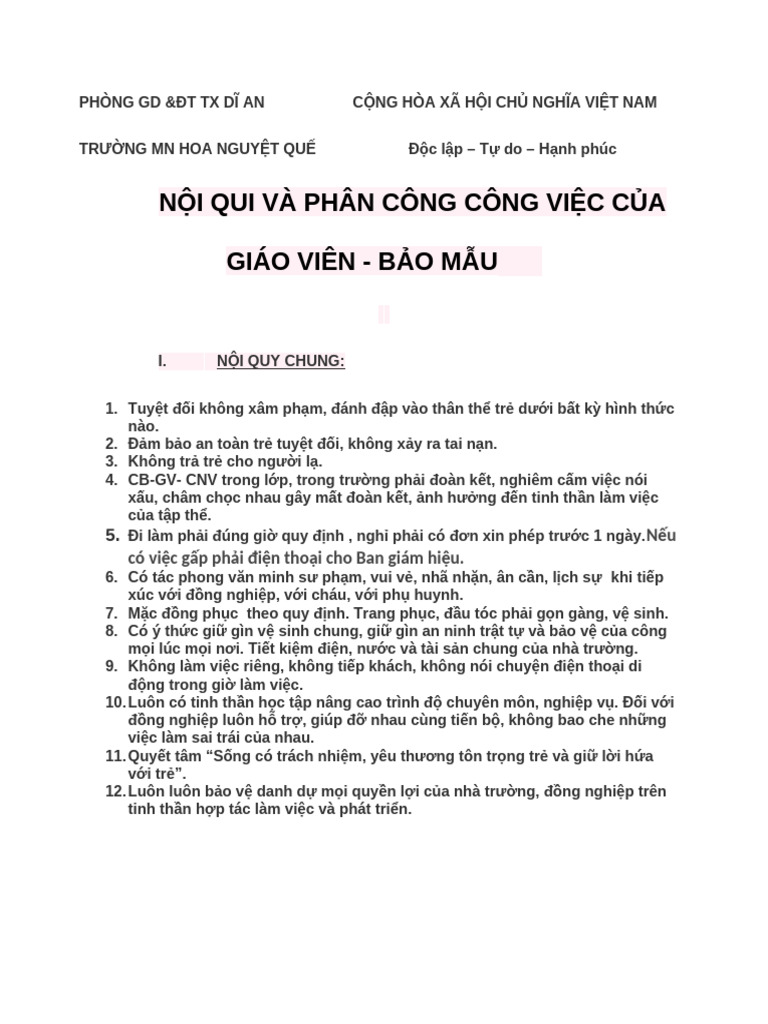 Noi Quy | PDF