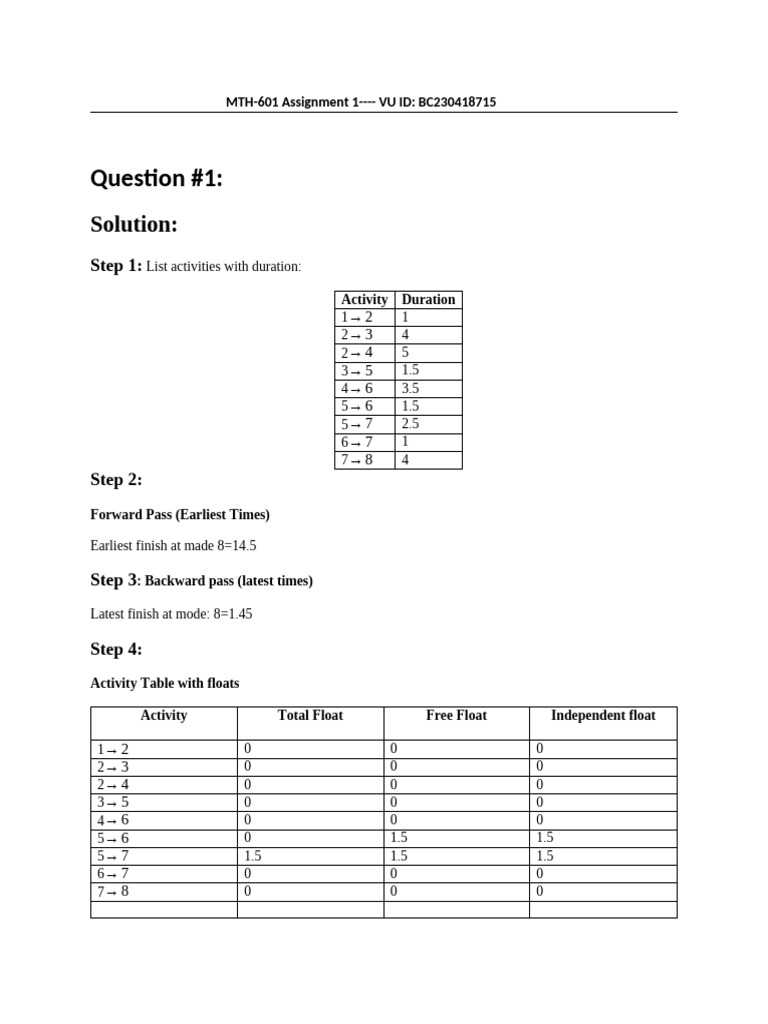 MTH 601 Assignment 1. - 125752 | PDF | Statistical Analysis | Teaching Mathematics