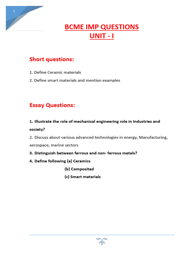 BCME Imp Questions For External 2024 | PDF | Engines | Diesel Engine