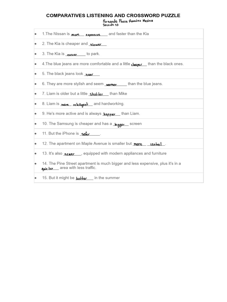 Comparatives Listening | PDF