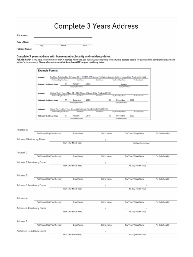 3 Year Address History | PDF