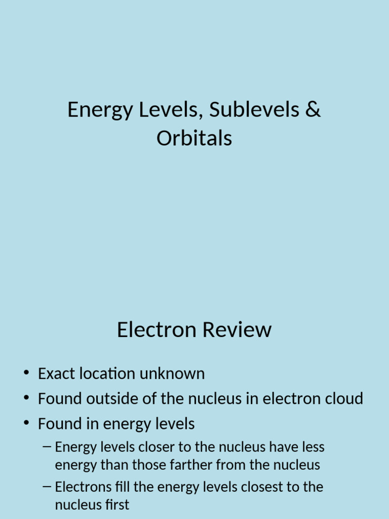 Energy Levels Sublevels Orbitals Lecture | PDF | Energy Level | Atomic ...