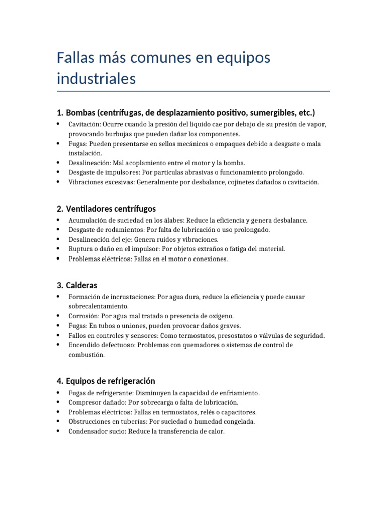 Fallas Equipos Industriales | PDF
