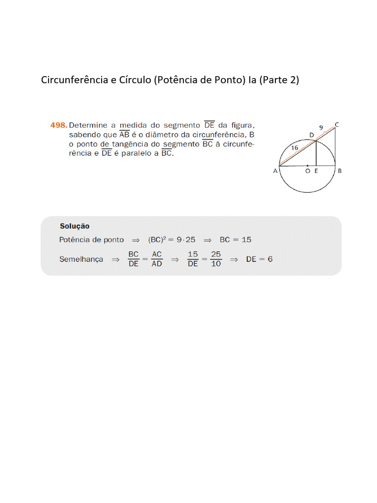Circunferência e Círculo (Potência de Ponto) Ia (Parte 2) | PDF