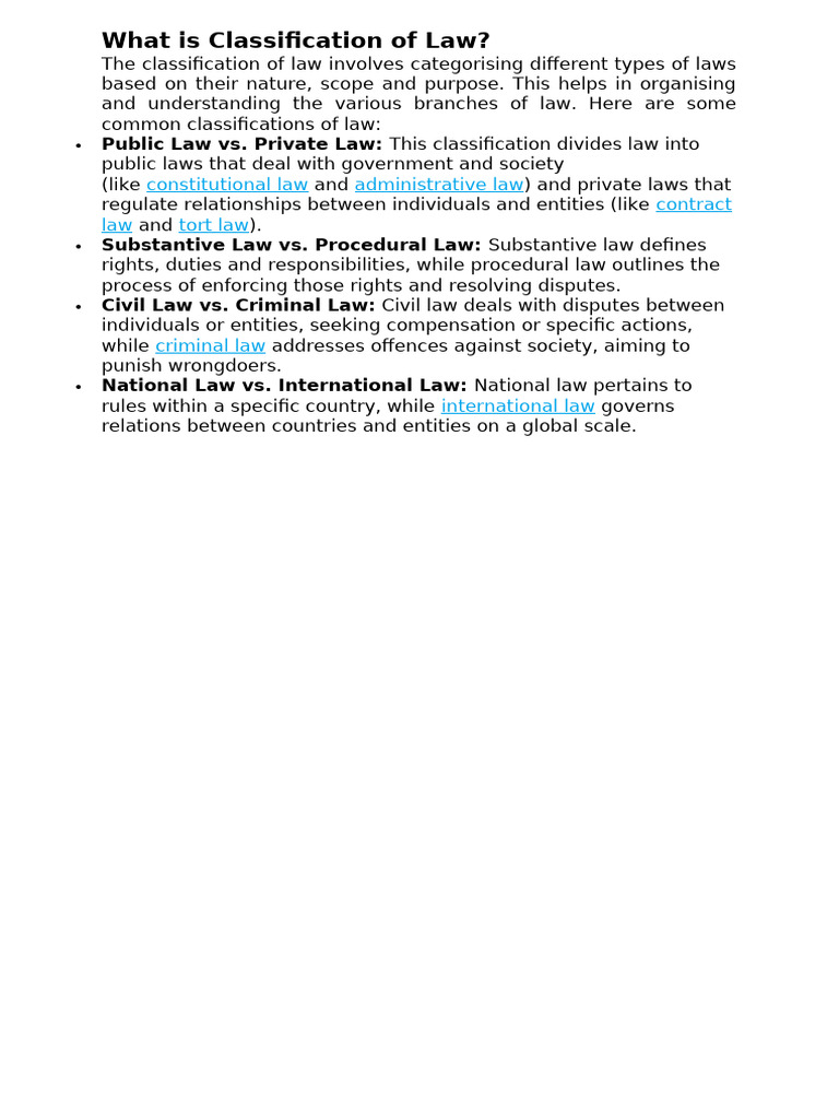 Classification of Law Explained | PDF
