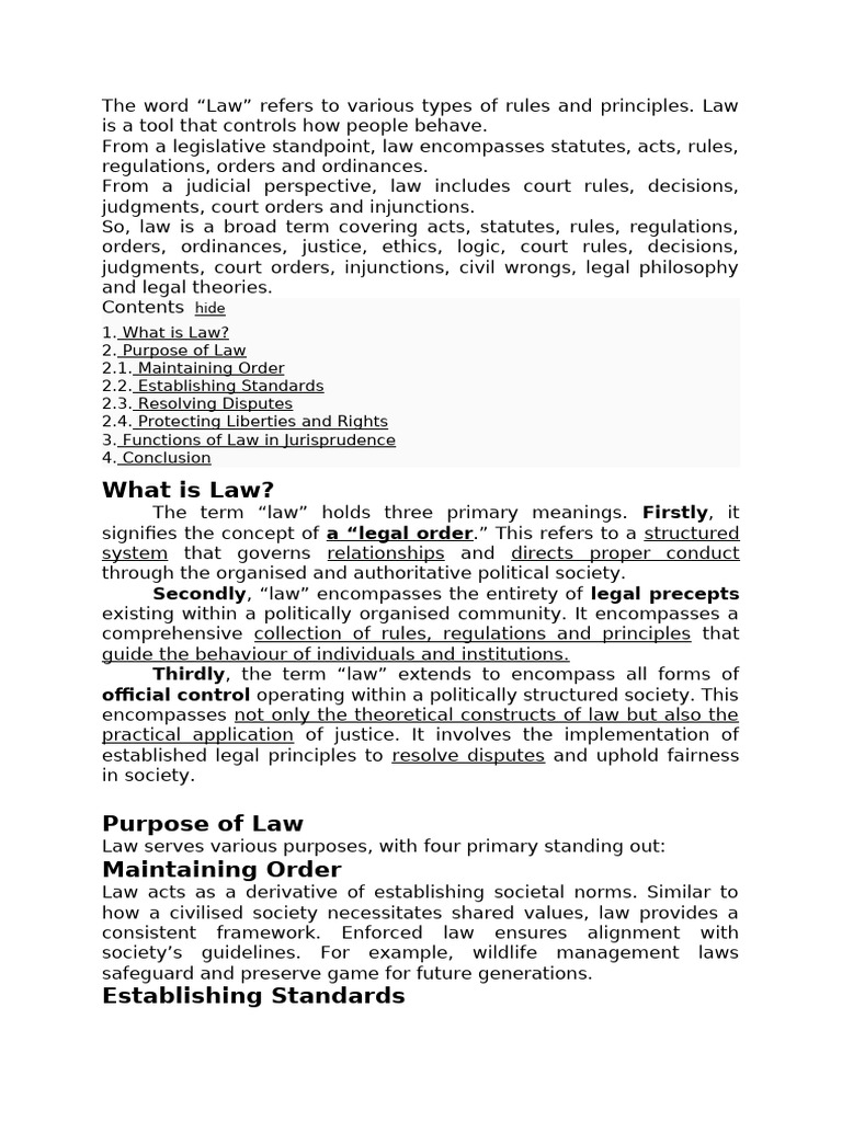 Functions and Purpose of Law | PDF | Jurisprudence | Justice