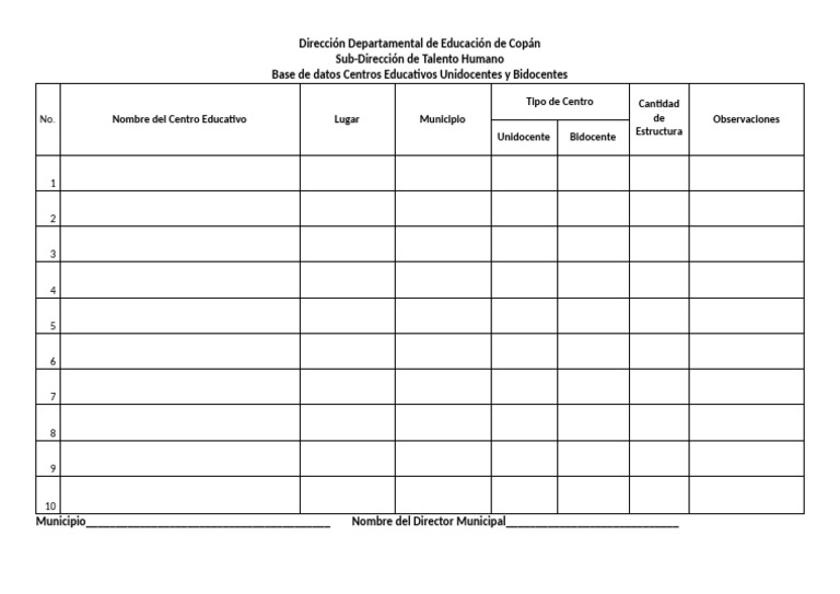 Formato Base de Datos | PDF