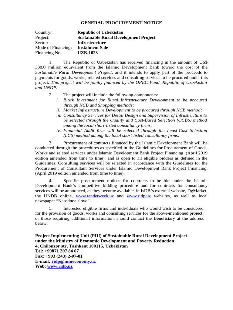 Sustainable Rural Development Project - GPN - PPR Revised | PDF ...