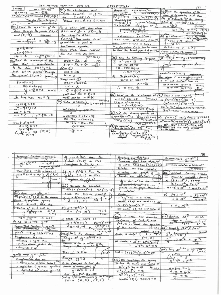 Methods Yr11 Exam Revision Solutions | PDF