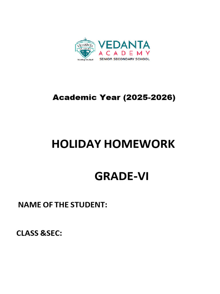 Holiday Homework Grade 6 (2025-26) | PDF | Fat | Cardiovascular Diseases