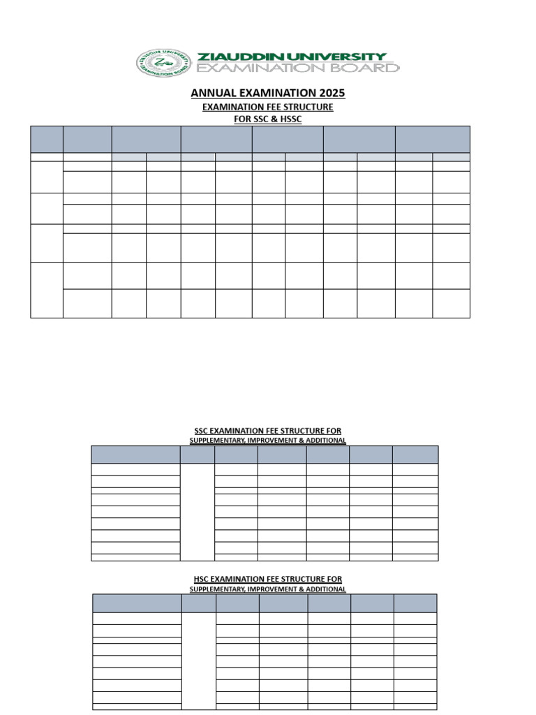 Annual 2024-2025 Examination Fee Structure | PDF | Educational Stages | Adolescence