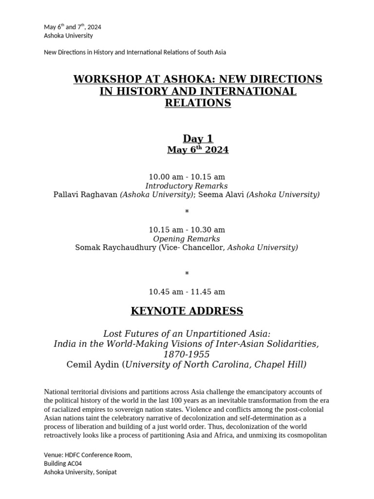 Workshop@Ashoka - New Directions | PDF | Bhutan