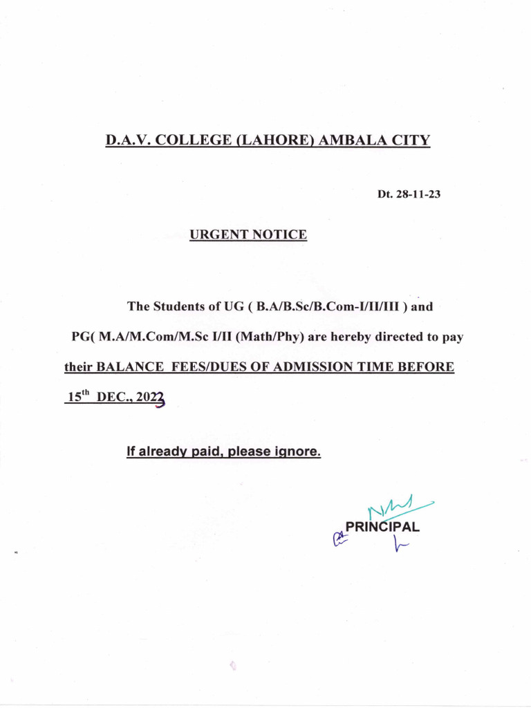 Fee Notice | PDF