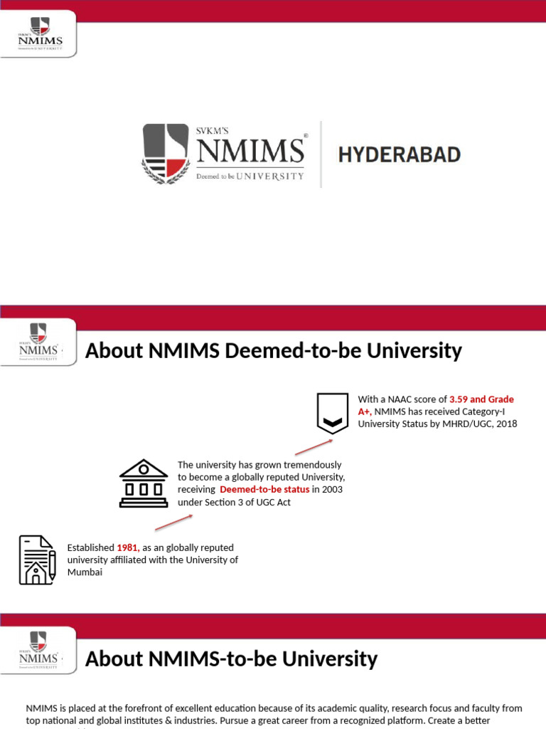 NMIMS Hyderabad Admissions Overview | PDF | Educational Stages ...