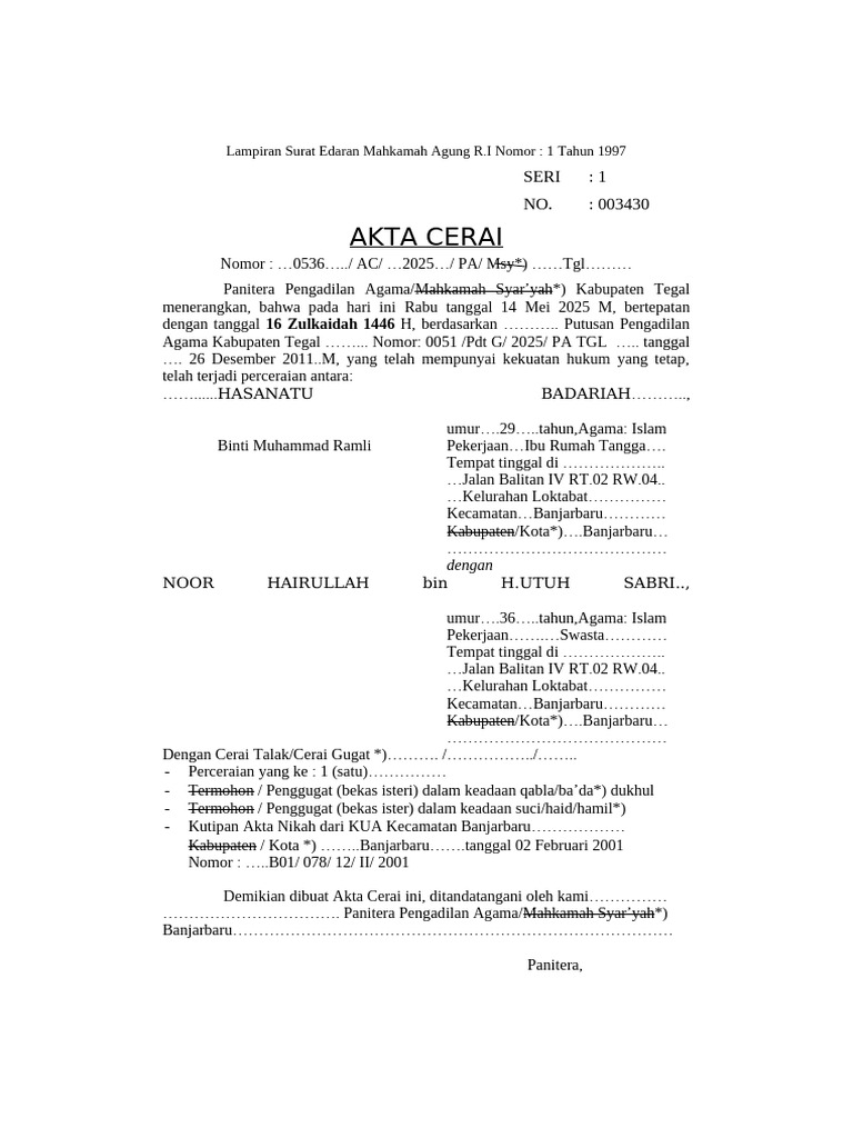 Akta Cerai | PDF