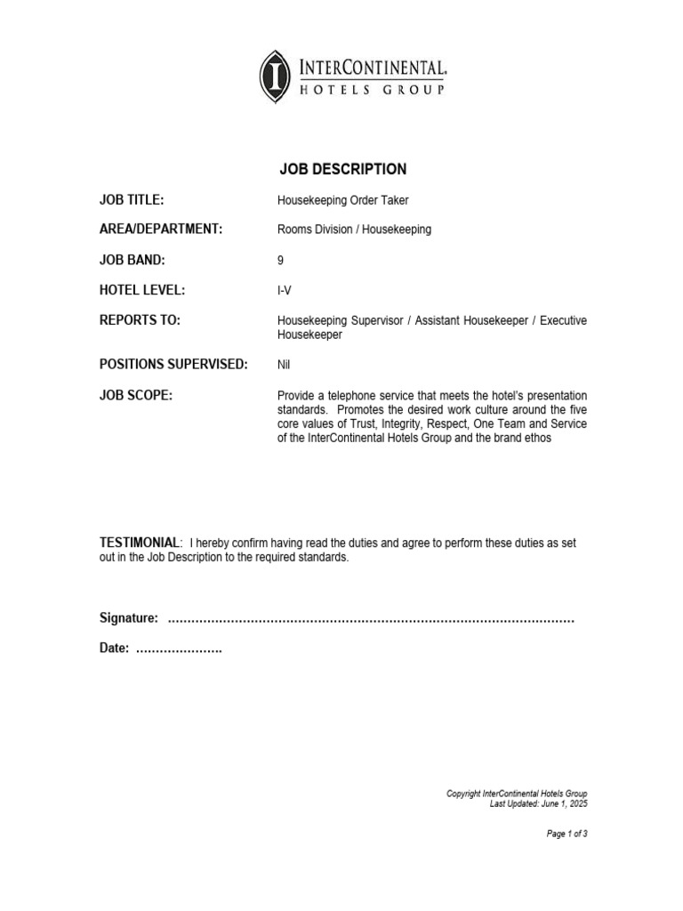 Job Module Housekeeping Order Taker | PDF | Occupational Safety And ...