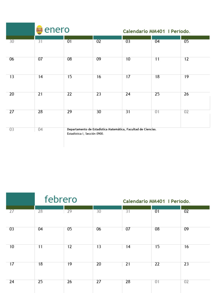 Calendario Académico I Per 2025 MM401 | PDF | Variable aleatoria ...