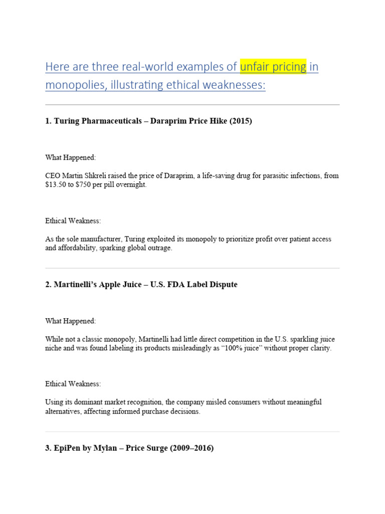 Ethical Weakness Examples | PDF | Price Fixing | Epinephrine Autoinjector