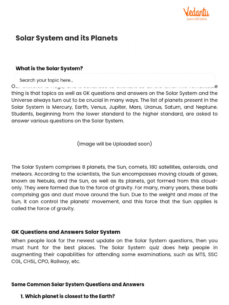 Solar System and Its Planets | PDF