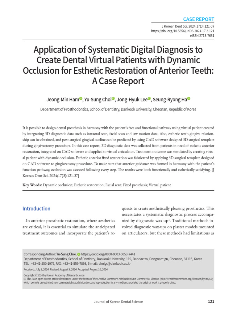 Application of Systematic Digital Diagnosis to Create Dental Virtual ...