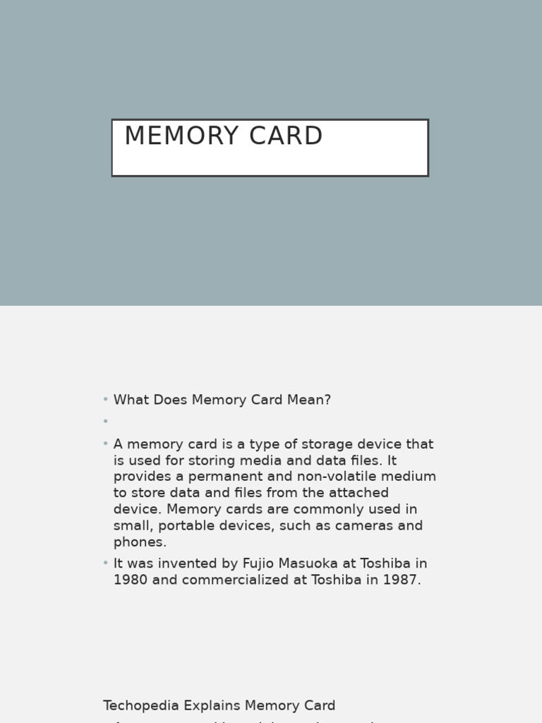 Understanding Memory Cards and Their Uses | PDF