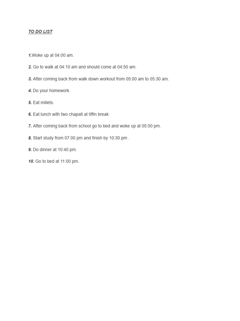 To Do List Every Day | PDF