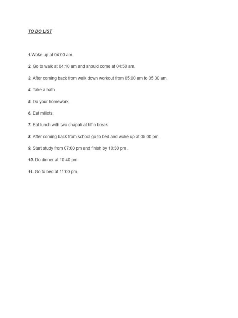 To Do List Every Day | PDF
