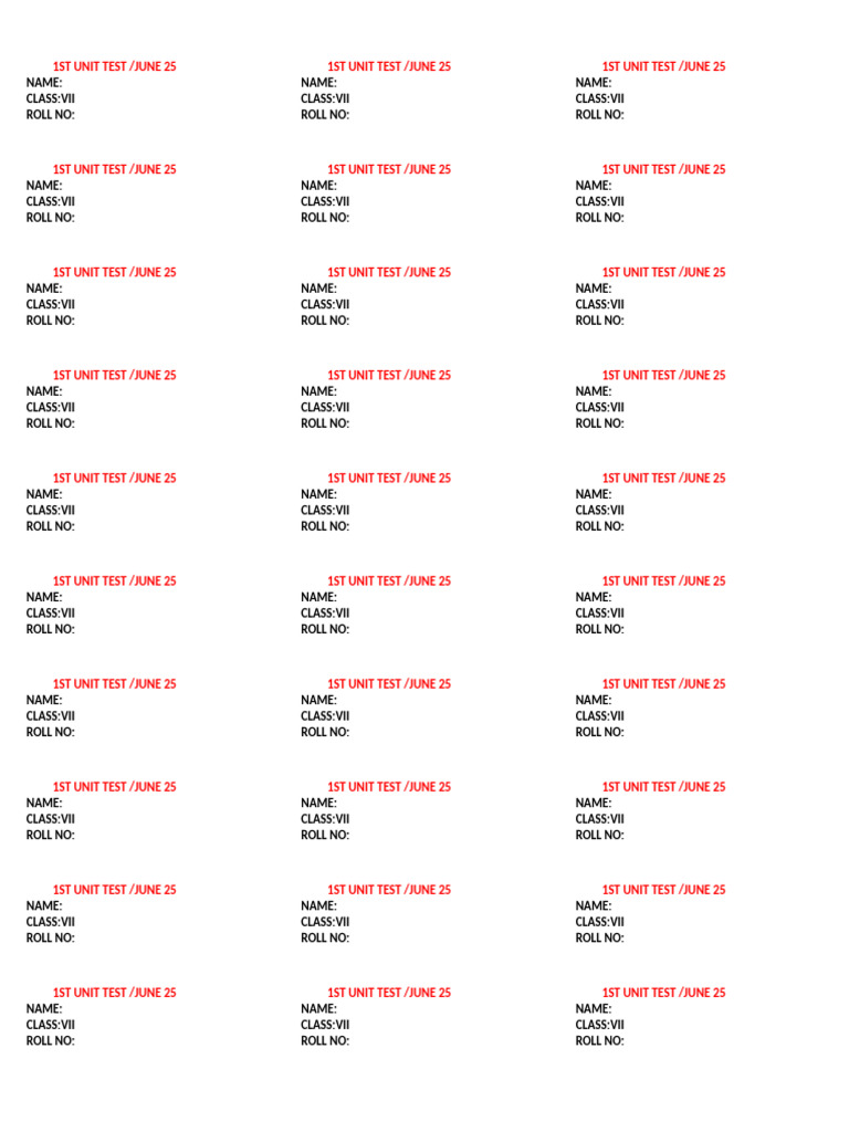 Seat Plan Class Vii | PDF