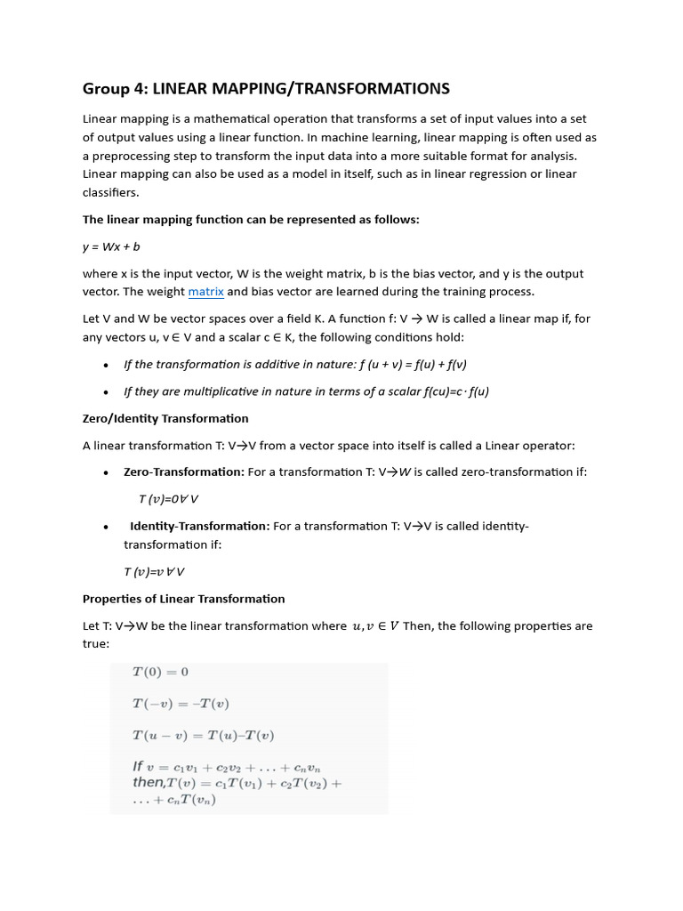 Group 4 Linear Algebra Final | PDF | Linear Map | Matrix (Mathematics)