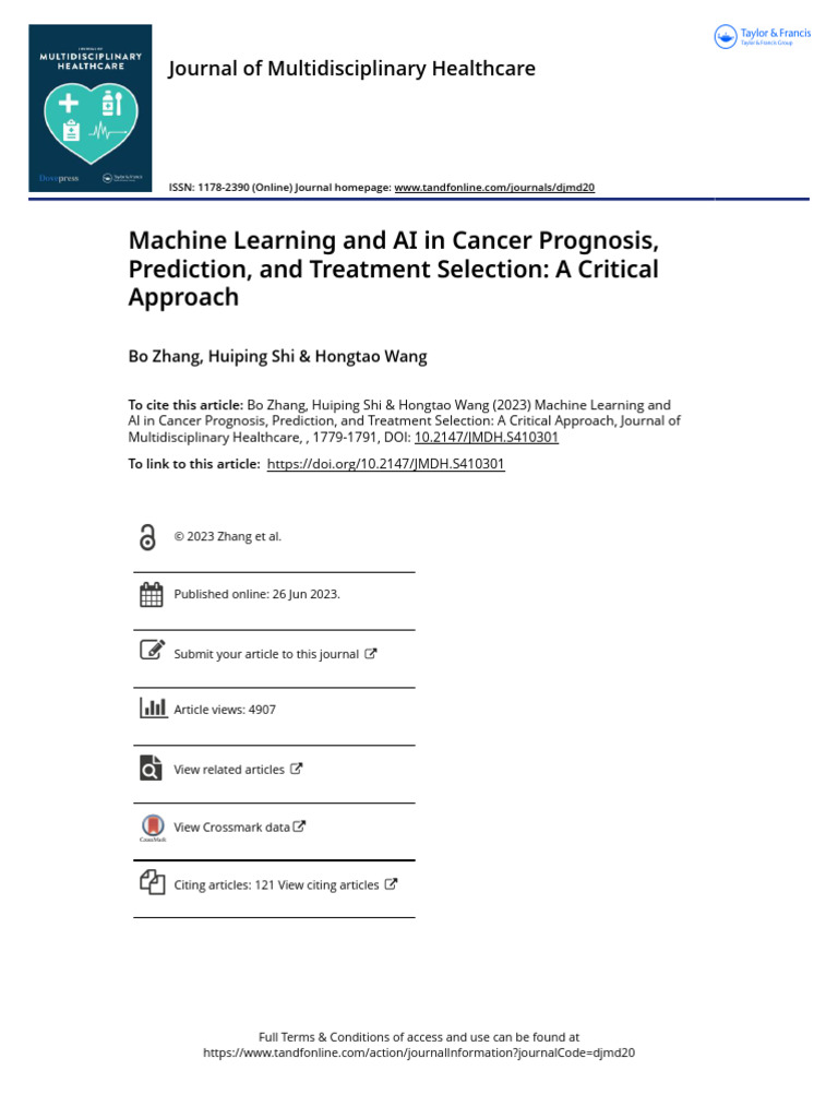 Machine Learning and AI in Cancer Prognosis Prediction and Treatment ...