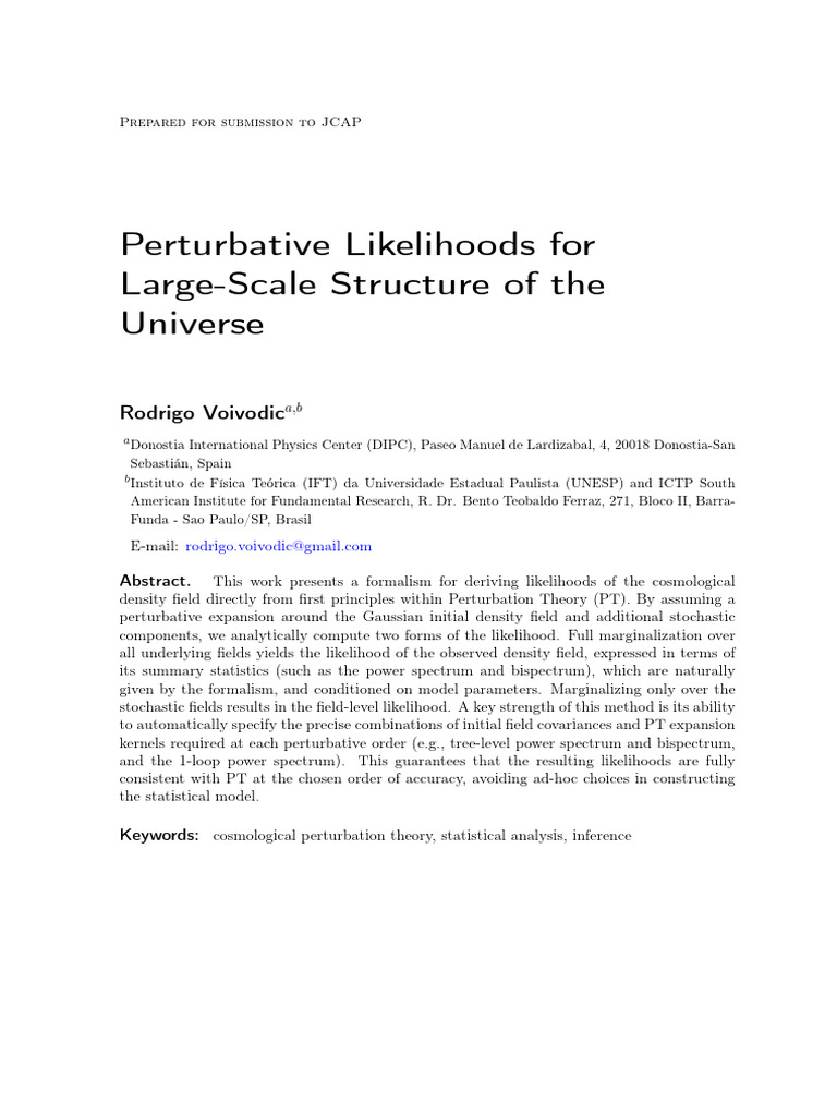 Perturbative Likelihoods For Large-Scale Structure of The Universe | PDF | Normal Distribution ...