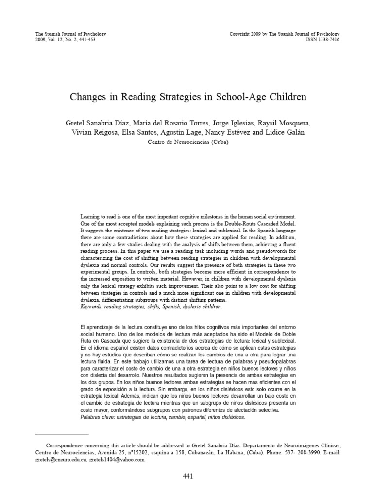 Changes in Reading Strategies in School-Age Children | PDF ...
