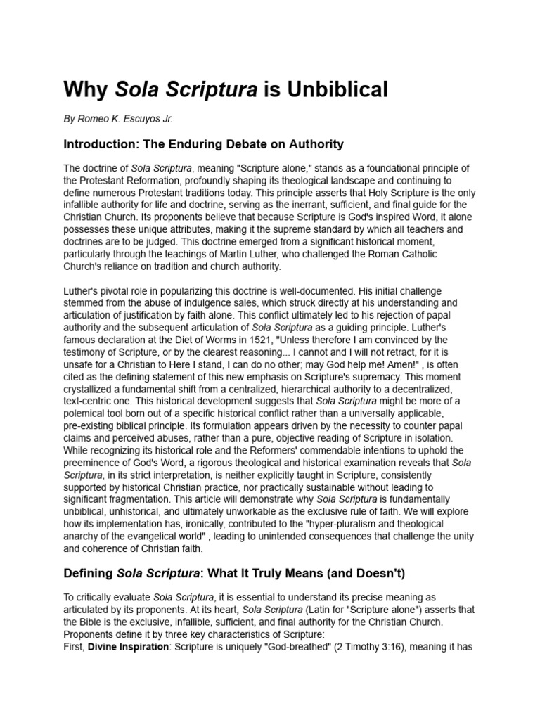 Why Sola Scriptura Is Unbiblical | PDF | Sola Scriptura | Bible