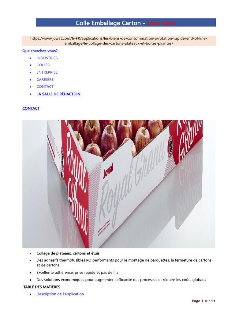 Collage de Cartons avec Jowat France | PDF | Matériaux